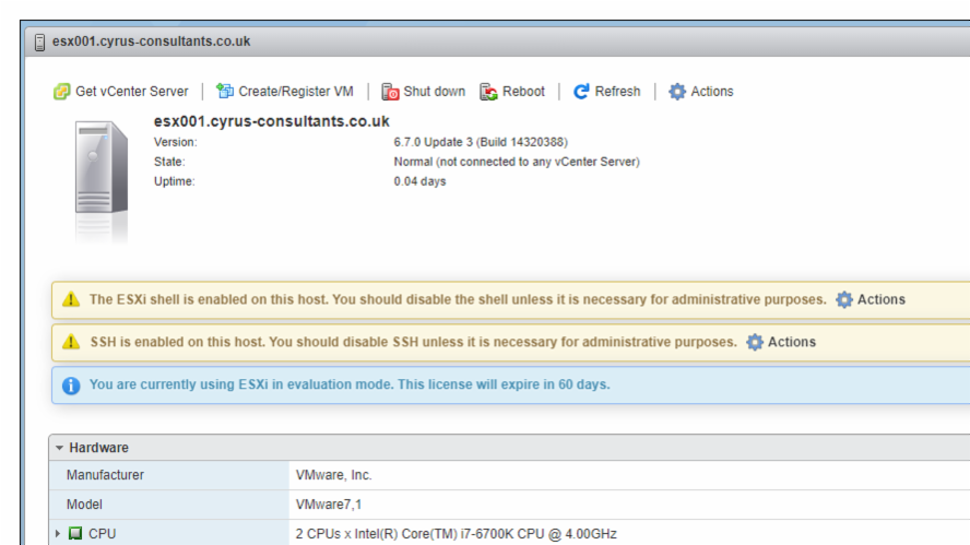 HOW TO: Suppress Configuration Issues and Warnings Alert displayed in Summary status for ESXi 6. ...