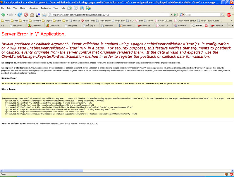 Solved: ASP.NET error: Invalid postback or callback argument ... Solved: ASP.NET error: Invalid postback or callback argument ...