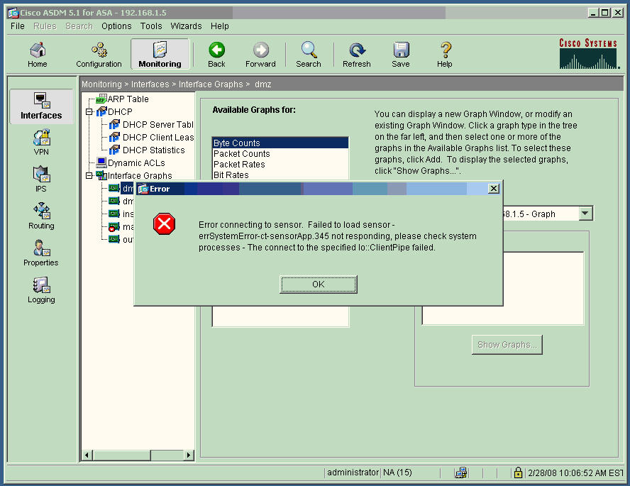 Solved: Cisco IPS sensor Error using ASDM | Experts Exchange