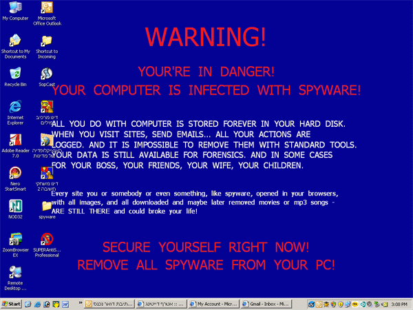 Solved: alert on my desktop that my pc is infected by spyware | Experts ...
