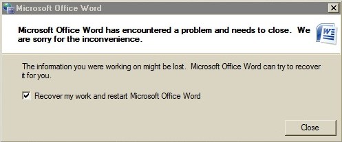 Solved: Word 2007 - When closing MS Word it states (Microsoft Office ...