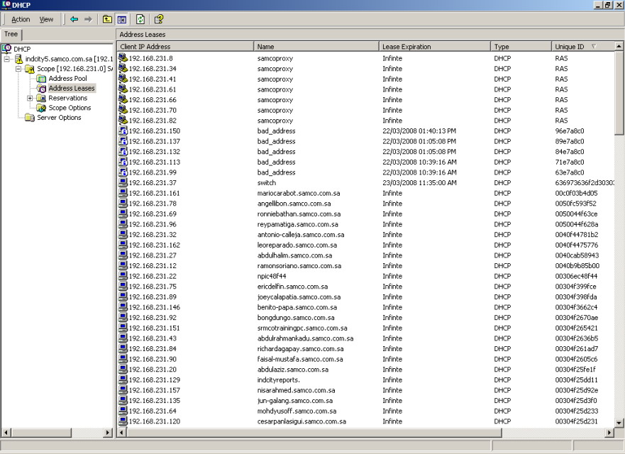 Solved: DHCP show RAS in unique ID | Experts Exchange