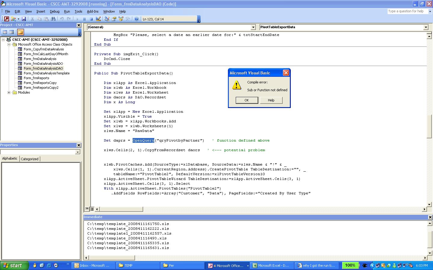 Solved Why I Got The Run Time Error When Trying To Execute The Query From Access Vba Experts