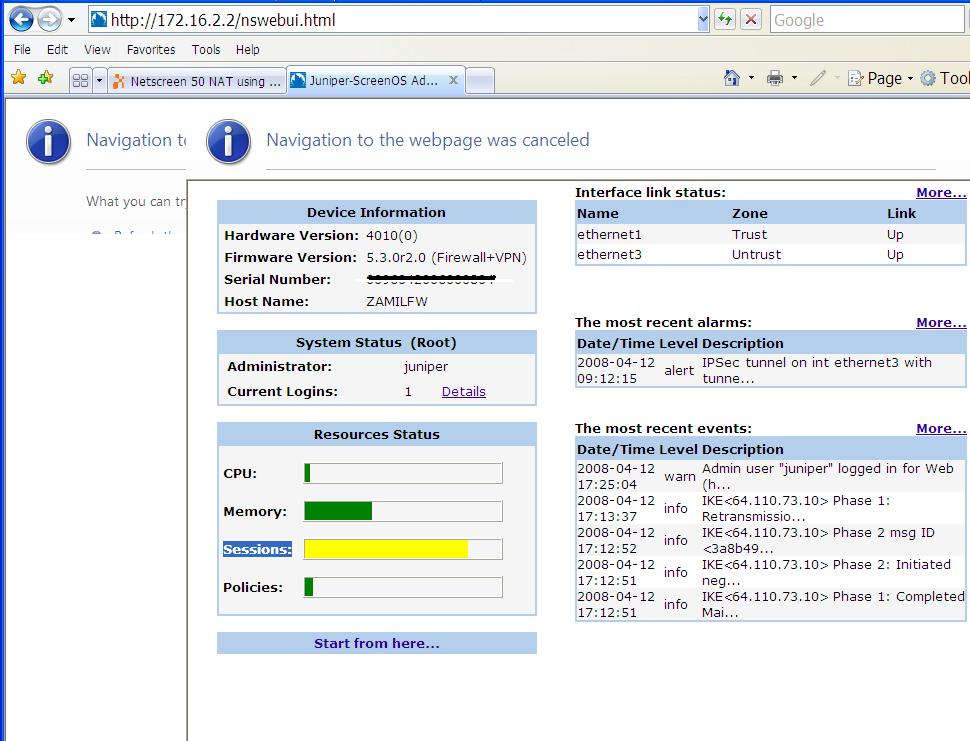 Solved: GUI Netscreen Not working | Experts Exchange