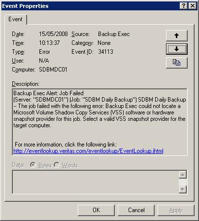 Solved: How do I stop my backup from failing ? | Experts Exchange