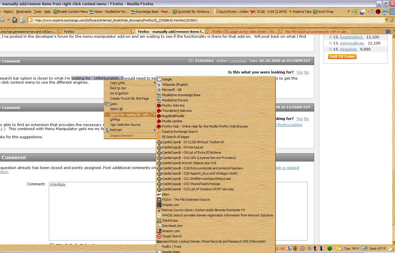 Solved: Firefox - manually add/remove items from right-click context menu | Experts Exchange