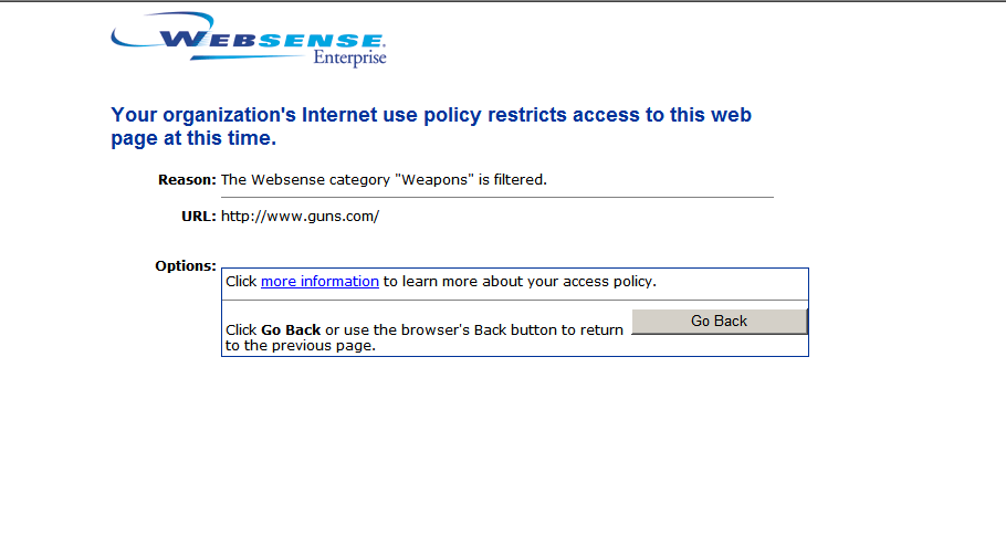 Solved: How do I customising the websense 'block' screen? | Experts ...