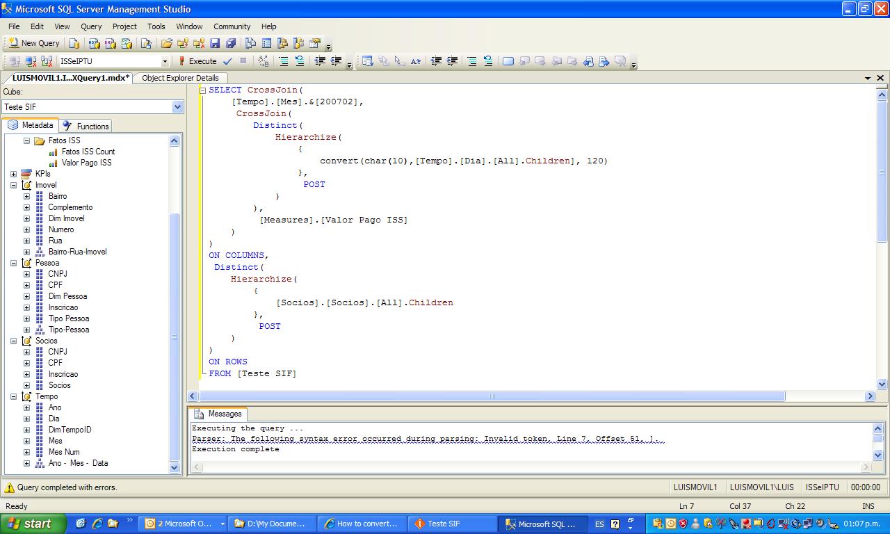 Solved: How to convert datetime to date in a mdx query ? | Experts Exchange