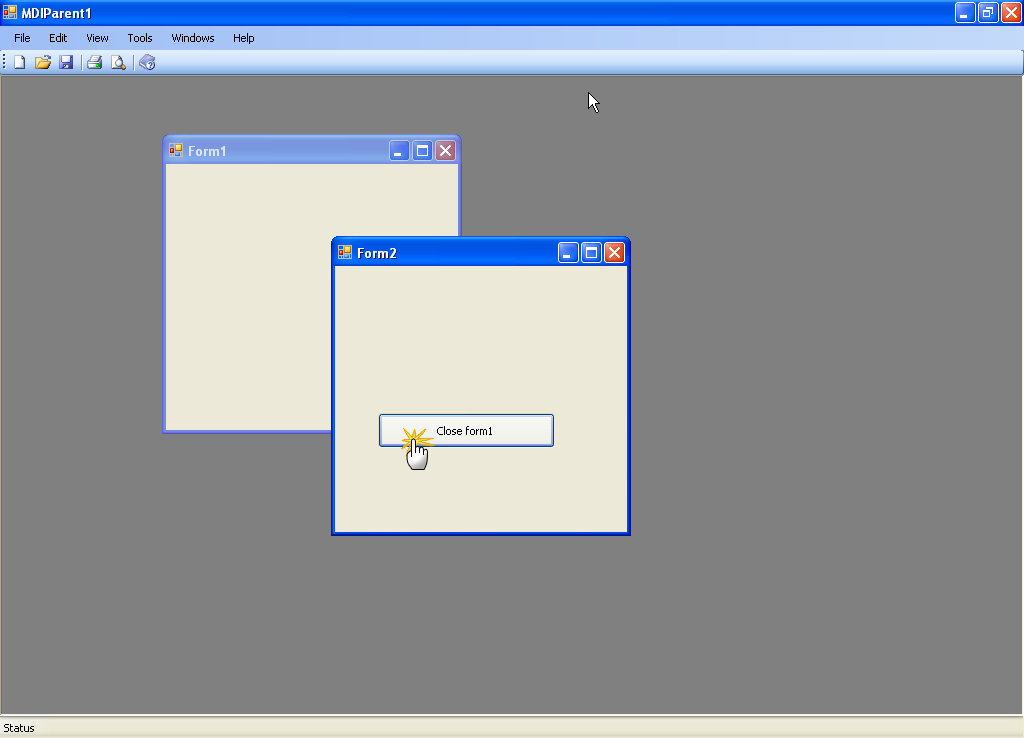 Solved: How can I closs form1 from form2 | Experts Exchange