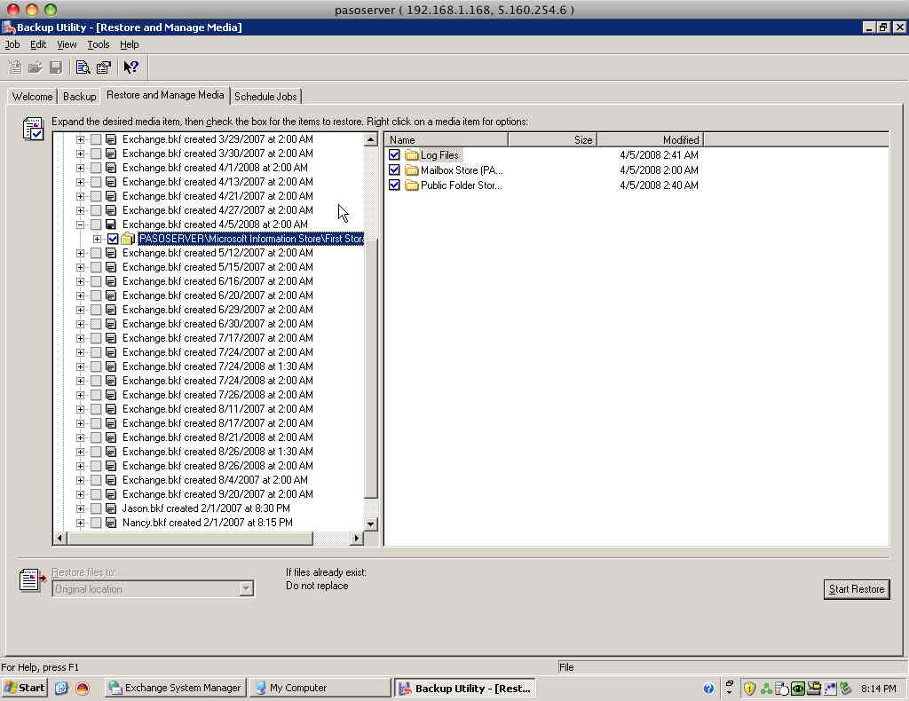 Solved: Have ntbackup BKF backup file, how to restore exchange user mailbox | Experts Exchange