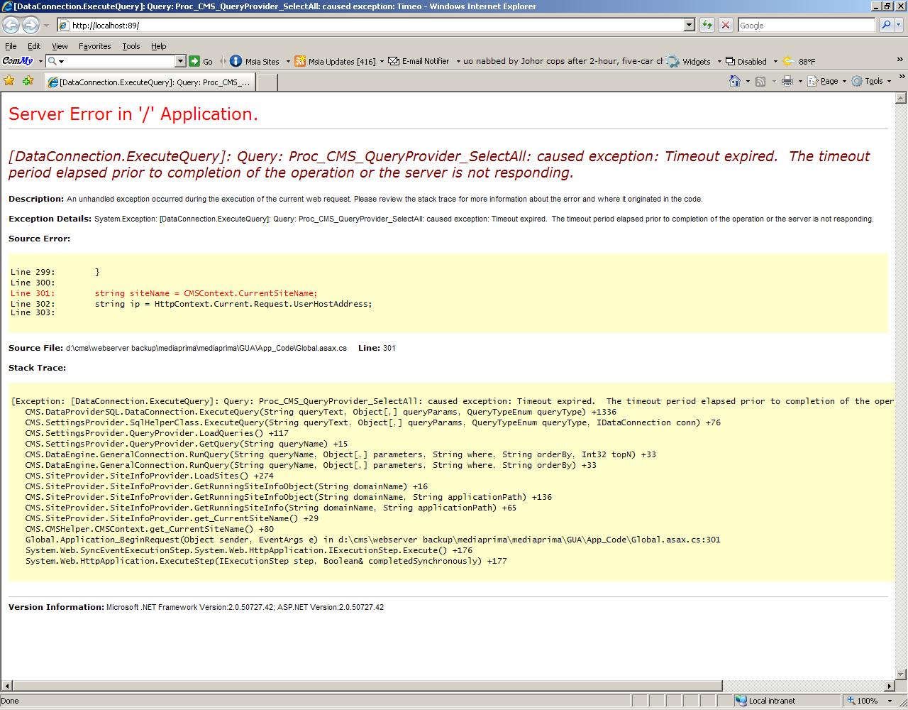 Solved Timeout Expired The Timeout Period Elapsed Prior To Completion Of The Operation Or The