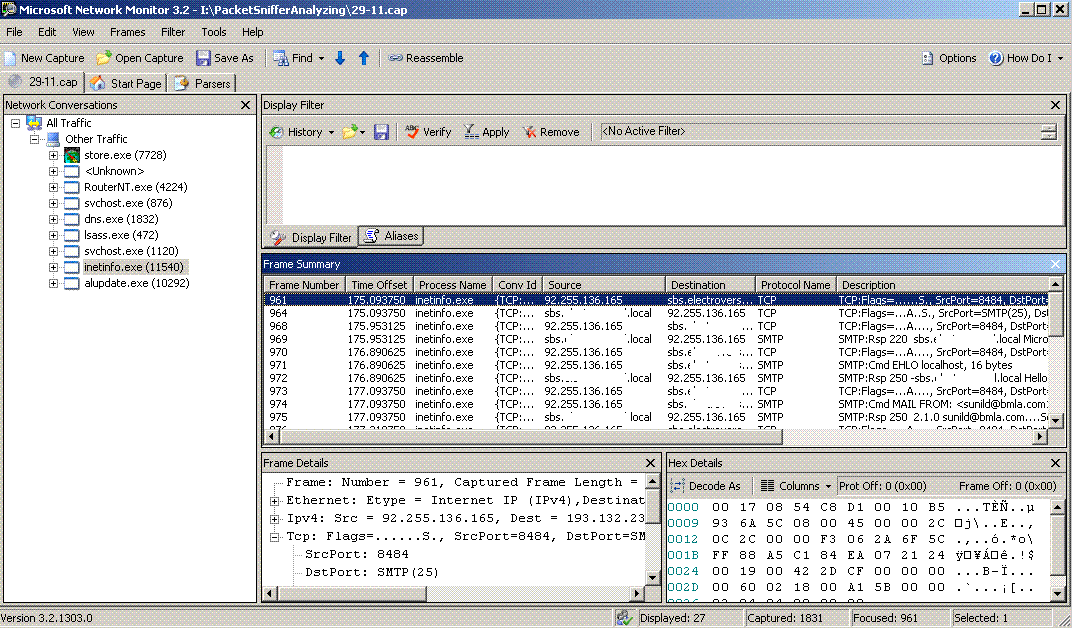 Solved: inetinfo.exe making smtp connection[Packet Sniffing Analyzing ...