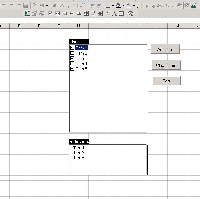 How to add a CheckedListBox in Excel