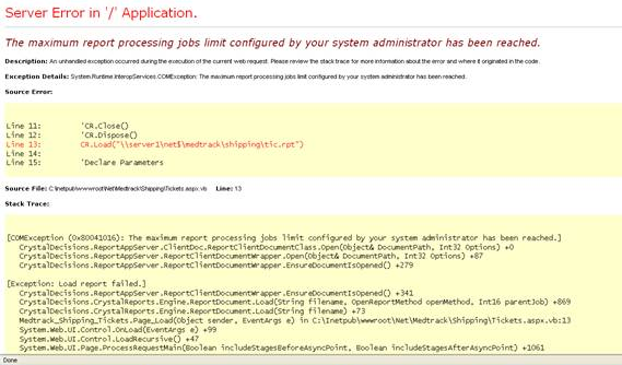 Solved: The maximum report processing jobs limit configured by your system administrator has ...