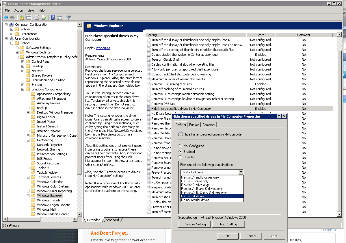 Solved: Hide local drives in Windows Explorer, Group Olicty | Experts ... Solved: Hide local drives in Windows Explorer, Group Olicty | Experts ...