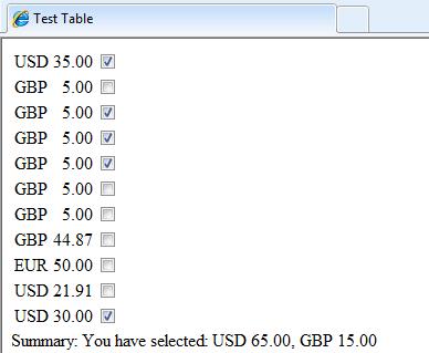 Solved: Sum td elements in table when checkbox clicked | Experts Exchange