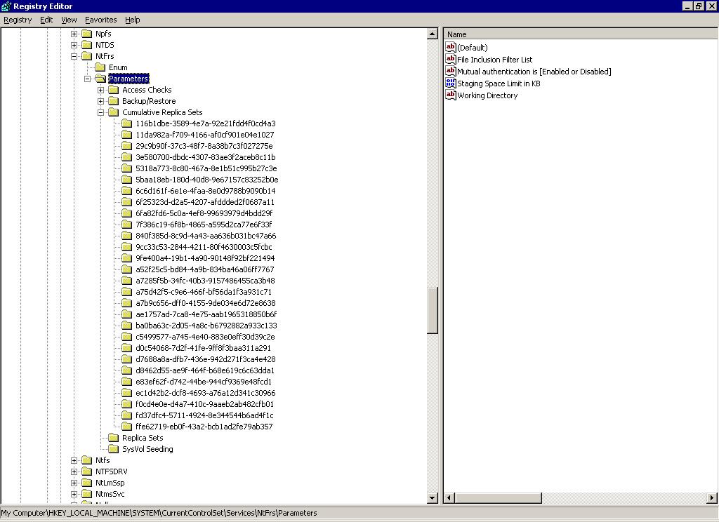 Solved: NTFRS ACTIVE DIRECTORY REPLICATION PROBLEM | Experts Exchange