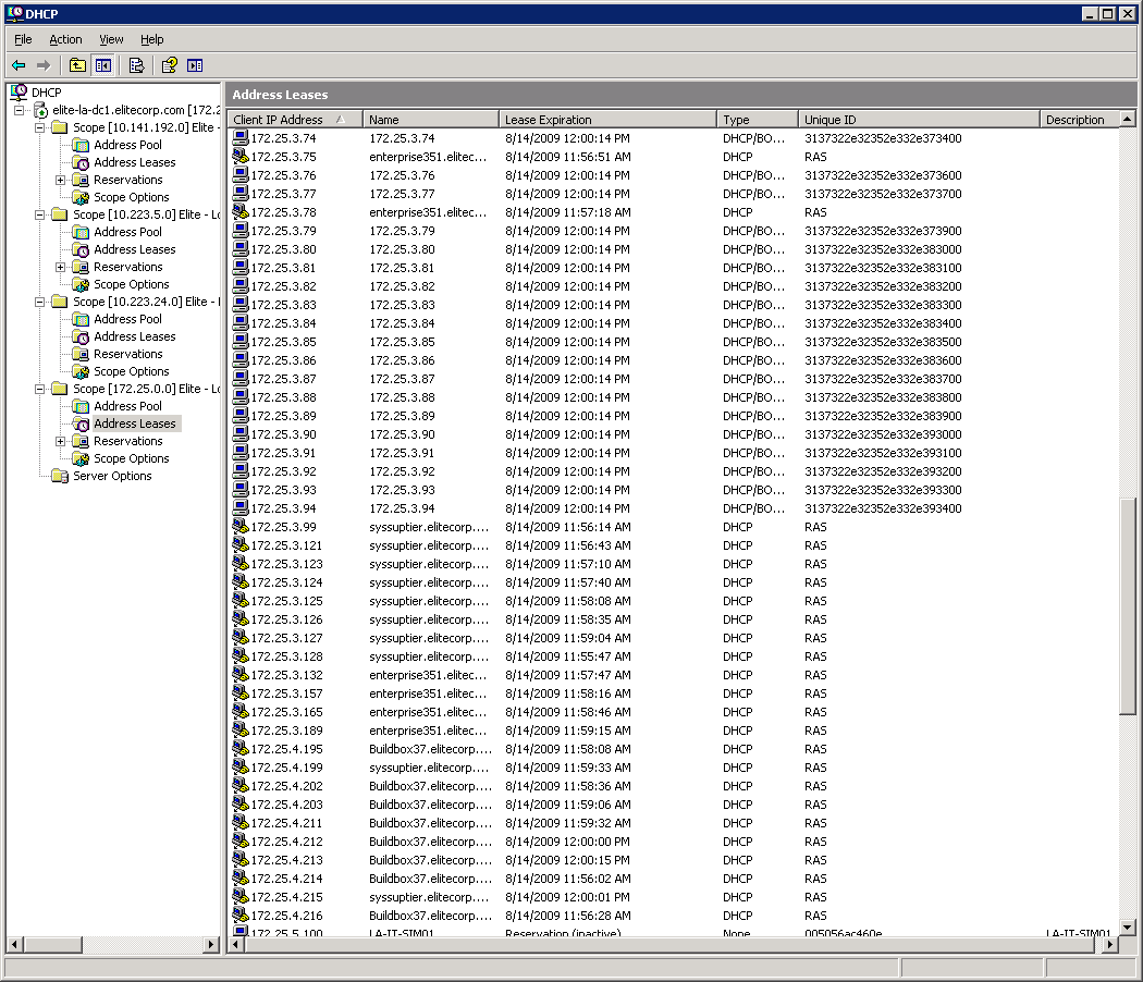 Solved: DHCP database inconsistent. Lots of Unique ID ...