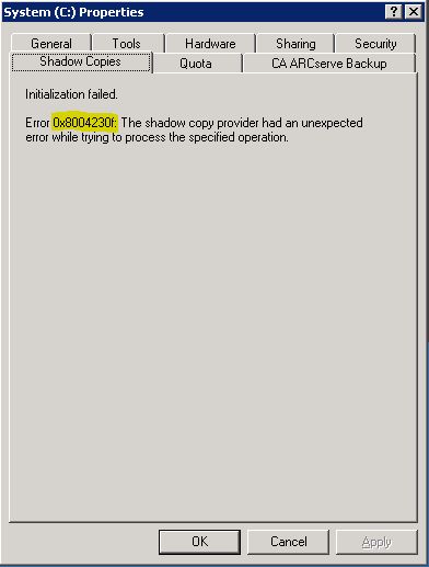 Solved: VSS Based Backup Fails Every Couple of Days | Experts Exchange