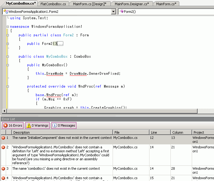 Solved: In Visual C# 2008, How can I give my flat combobox a black ...