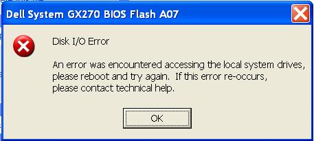 Solved: BIOS update on Dell Optiplex fails; disk i/o error. I tried a ...