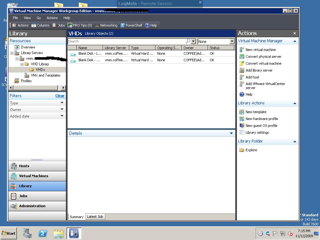 Virtual Machine Manager Libraries? Solutions | Experts Exchange