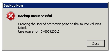 Solved: SBS 2008 Backup "Creating the shared protection point on the ...