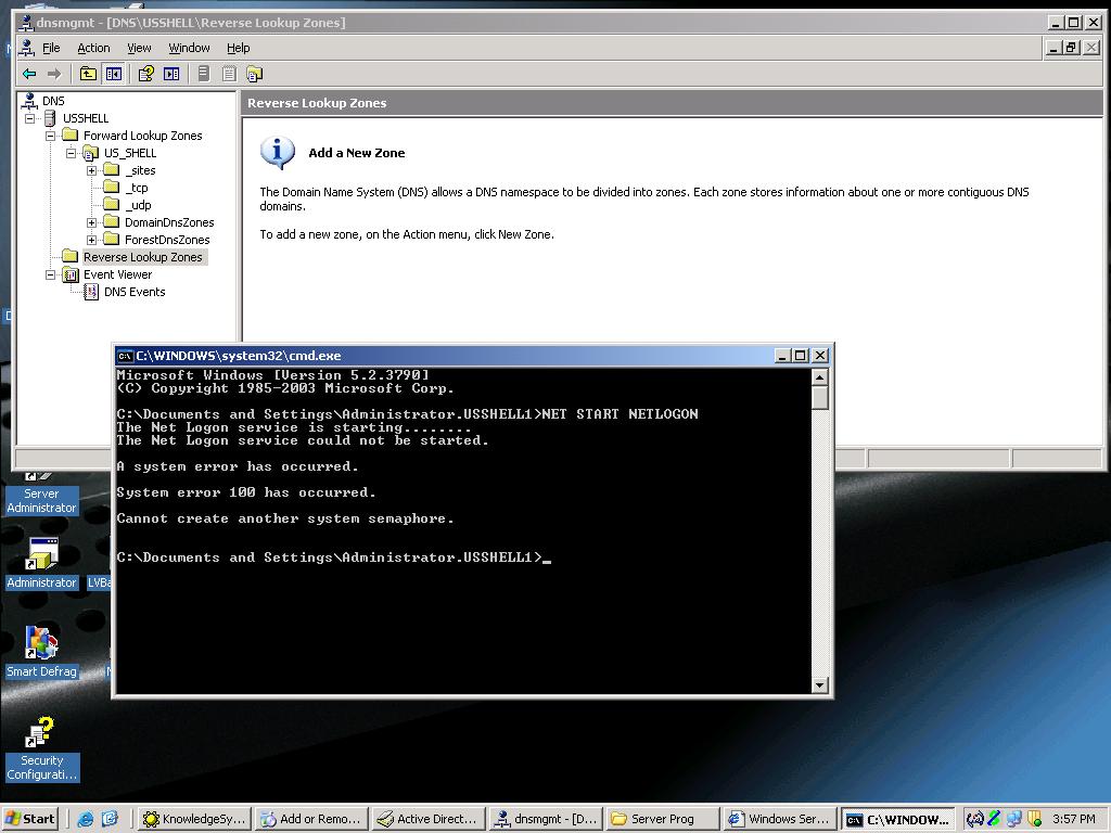 Solved: Windows Server 2003 Net Logon Error | Experts Exchange