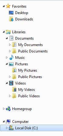 Solved: Folder structure changes in Windows 7 | Experts Exchange