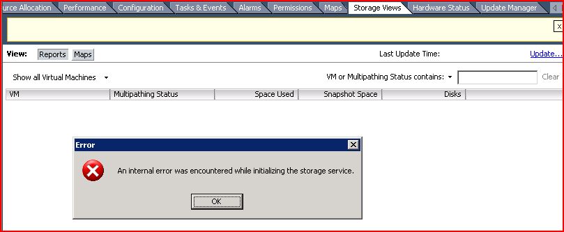 Solved: Error at Storage Views in vCenter | Experts Exchange