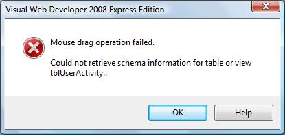 Solved: Why AM I getting Mouse Drag Operation failed in Visual web developer 2008 | Experts Exchange