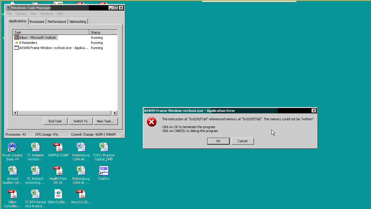 Solved: AXWIN Frame Window: svchost.exe - Application Error | Experts ...