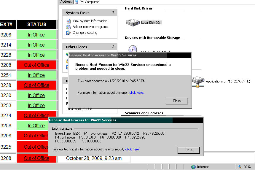 Solved: AXWIN Frame Window: svchost.exe - Application Error | Experts ...
