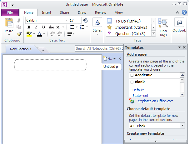 Solved: How do I create a truely blank OneNote template | Experts Exchange