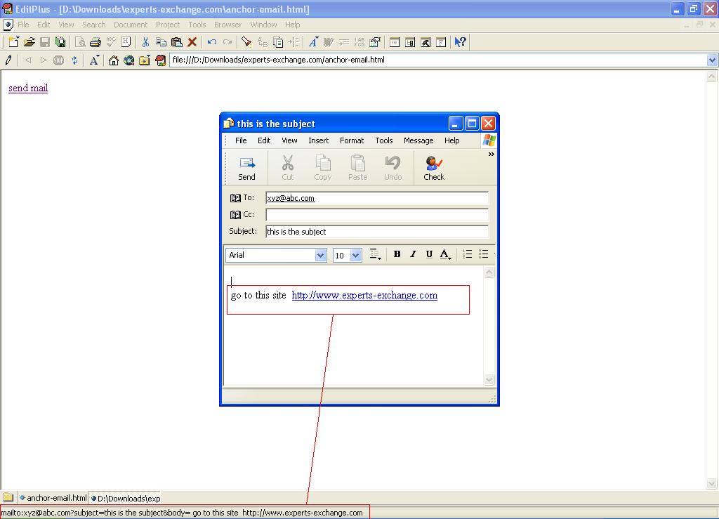 Solved: mailto with link in the body | Experts Exchange