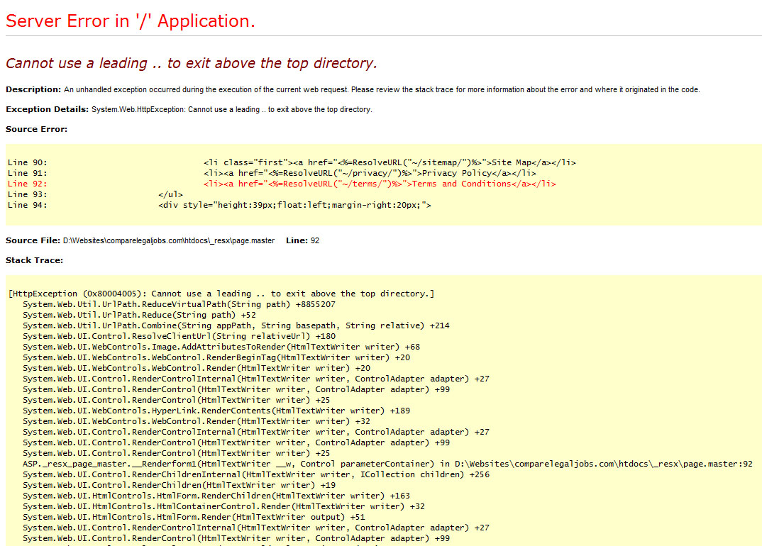 Solved: Cannot use a leading .. to exit above the top directory ...