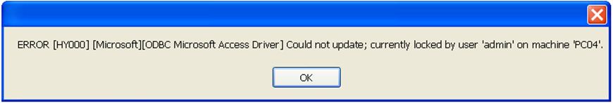 Solved Ms Access Db Concurrency Problemcould Not Update Currently Locked By User Admin