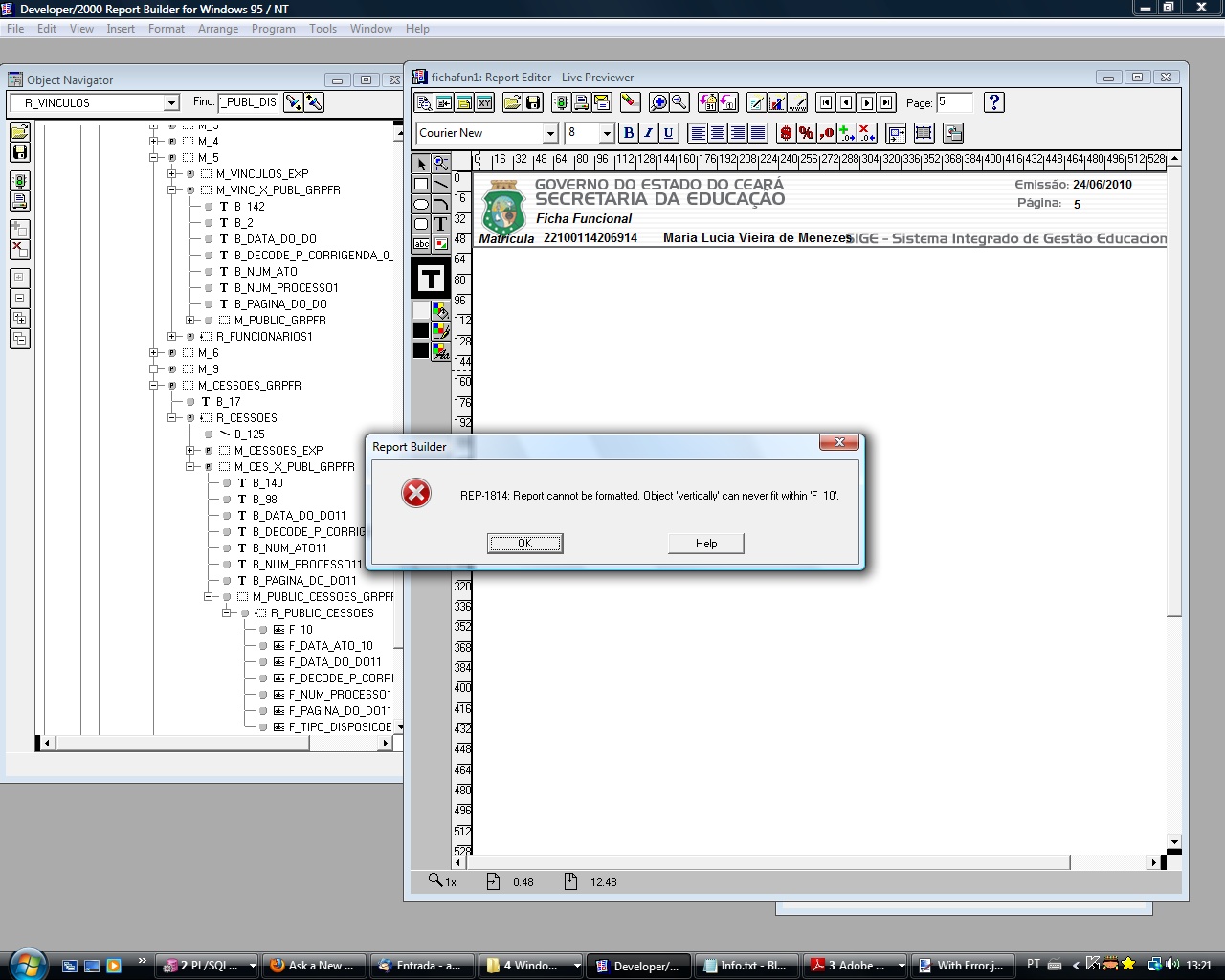 Solved Report Cannot Be Formatted Object Vertically Can Never Fit 1072
