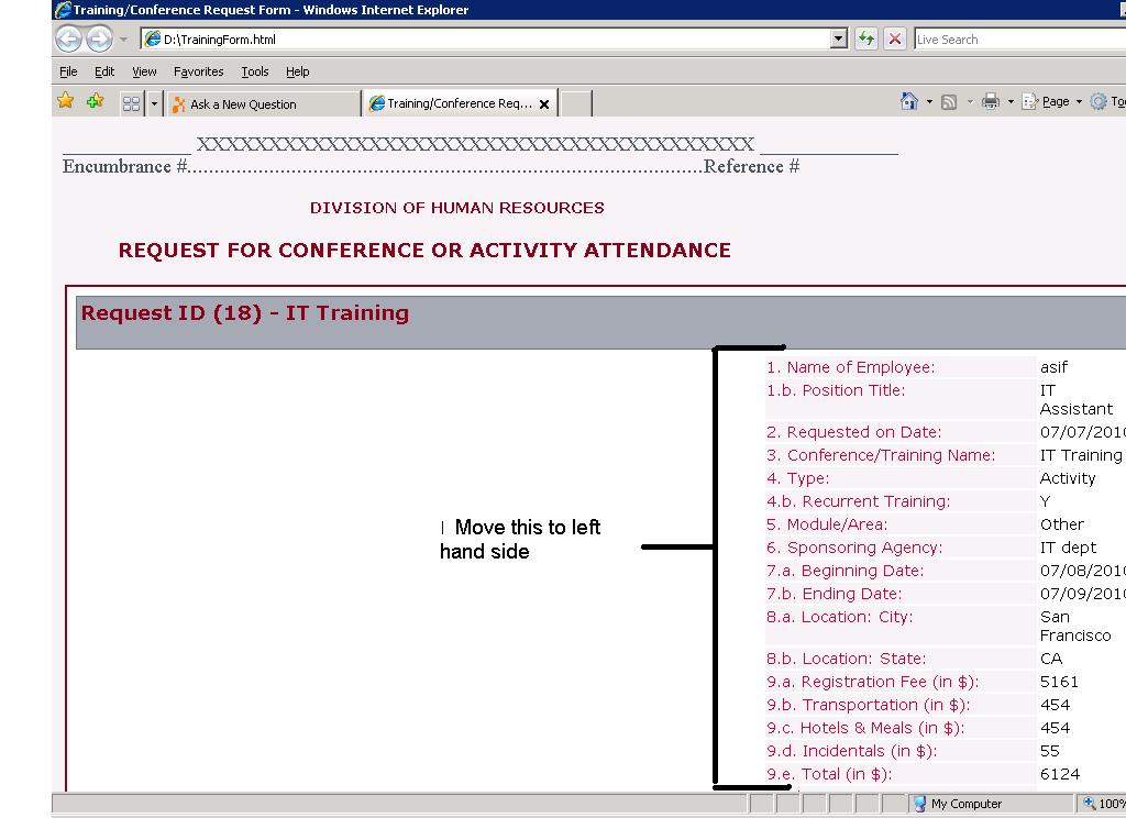 Solved: Align XSLT stylesheet to left hand side | Experts Exchange
