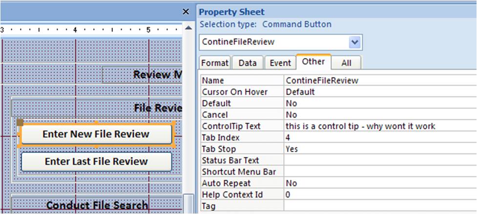 Solved: Microsoft Access 2007 - ControlTip Text on Form Control | Experts Exchange