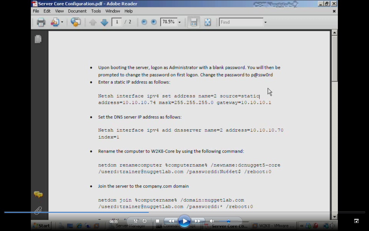 Solved: All Commands for windows server 2008 core | Experts Exchange