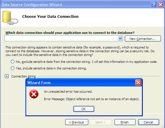 Solved Data Source Configuration Wizard An Unexpected Error Vb 2008 0336