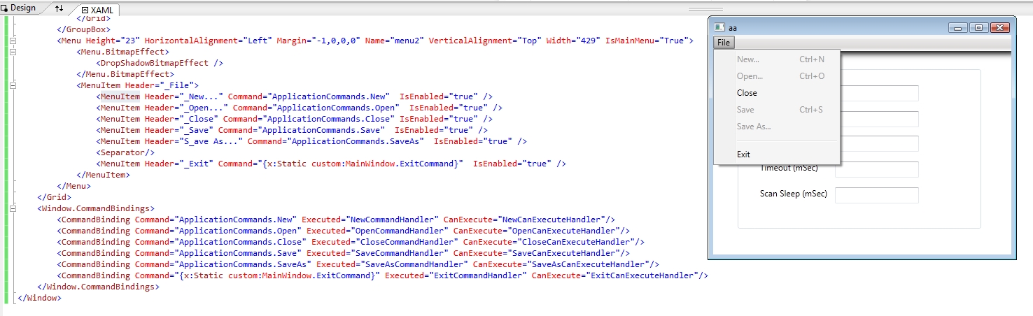 Solved: How to enable menu item in WPF | Experts Exchange