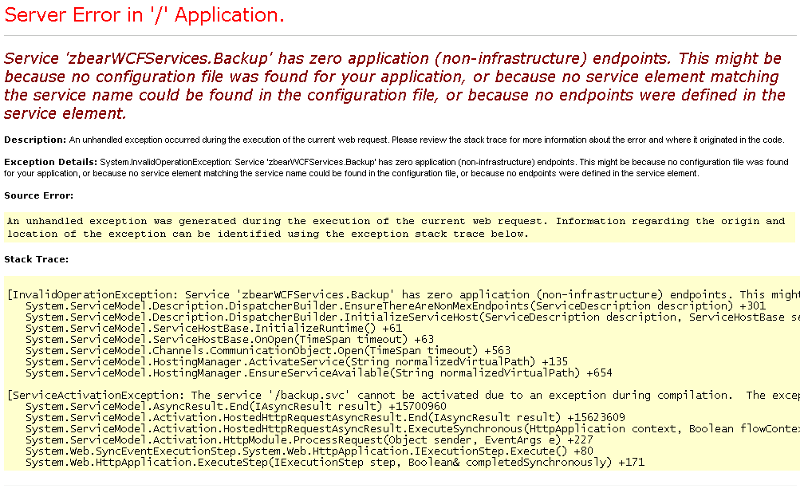Solved: WCF Service has zero application (non-infrastructure) endpoints ...