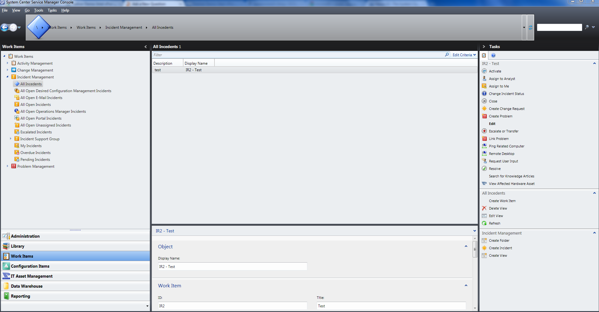 Solved Scsm System Center Service Manager Console Add New Incedent