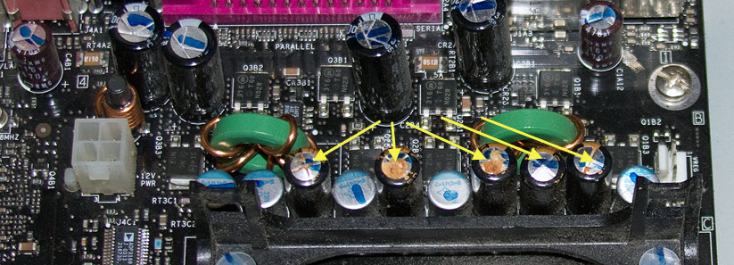 Blown Capacitors Motherboard