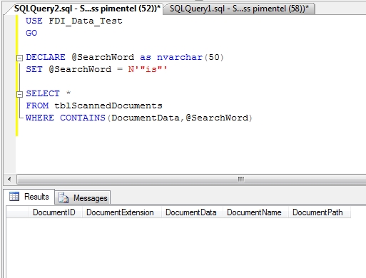 Solved: SQl Server 2008 FullText Searching | Experts Exchange