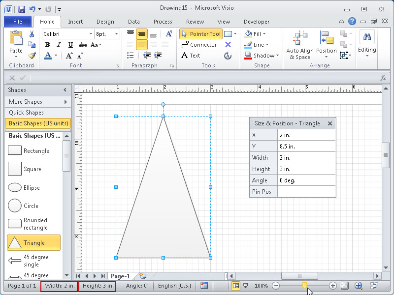 Insert triangle with custom base and height