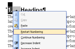 restarting heading numbering after each section break Solutions ...