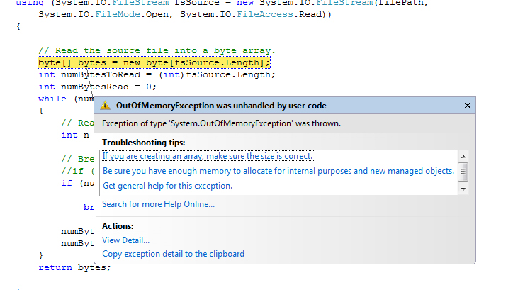 Solved: 'System.OutOfMemoryException' | Experts Exchange